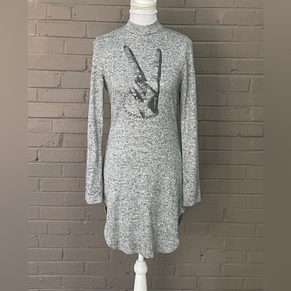 K.Jen | Dresses | Grey Peace Sign Dress M | Poshmark
